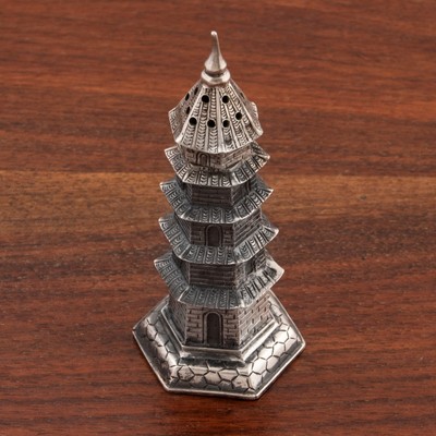 FIGURAL TIEN SHING CHINESE EXPORT STERLING SILVER SALT SHAKER PAGODA NO ...