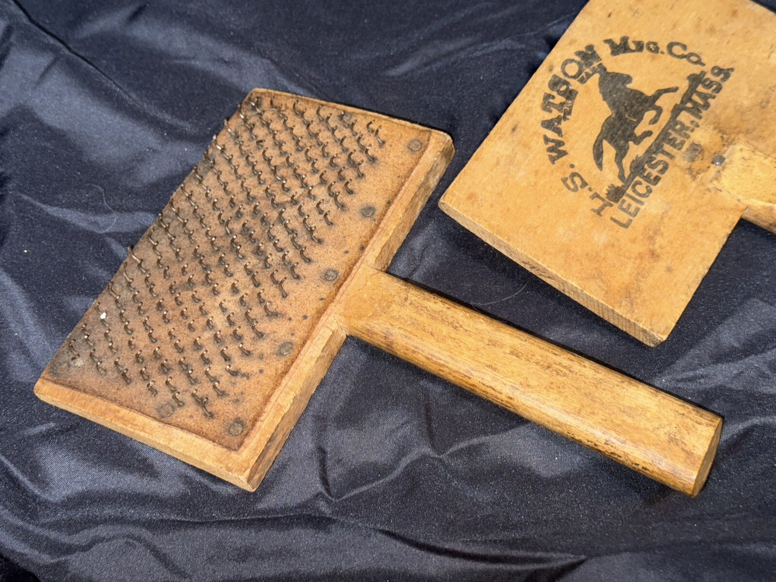 Vintage L.S. Watson Mfg. Co. Wooden Wool Carding Brush Leicester MA Lot ...