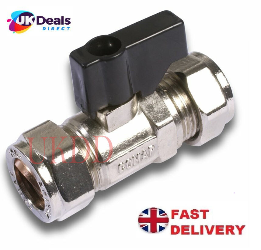 15mm OR 15mm-1/2" Isolating Valve Chrome Plated Elbow / Straight ...