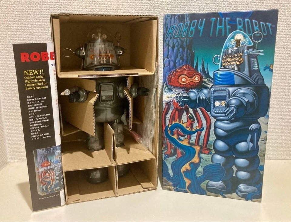 Osaka Tin Toy Institute Robby the Robot Dark Gray Battery Operated w ...