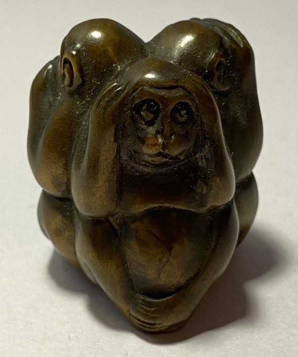 Netsuke, Boxwood Netsuke, Boxwood Wood, Zodiac Sign, Three Monkeys ...