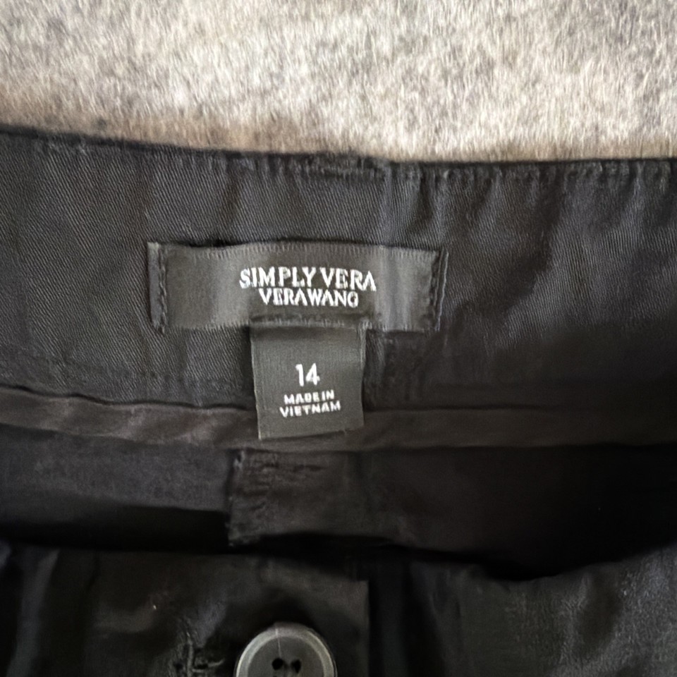 Simply Vera Wang Slacks Pants Women 14 Black Flat Front Cropped | eBay