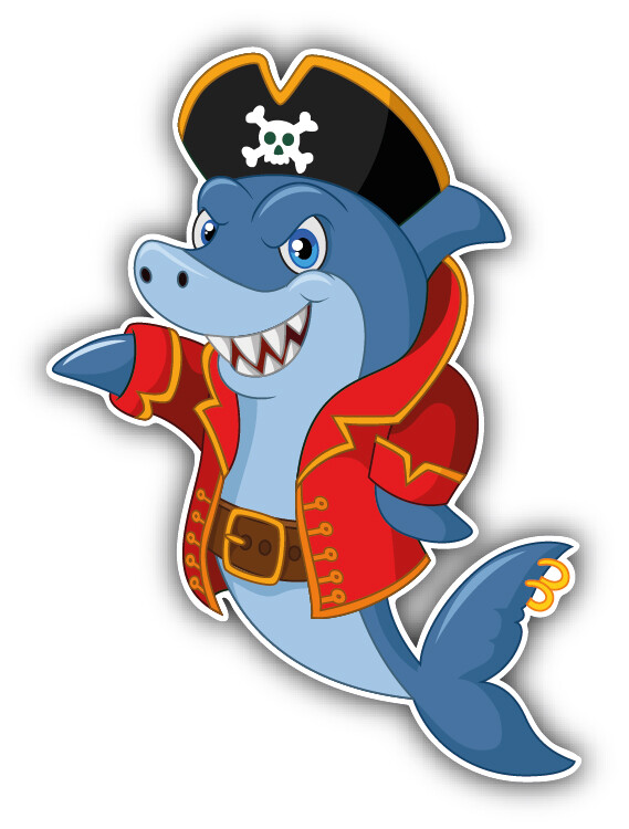 Funny Shark Pirate Car Bumper Sticker Decal | eBay