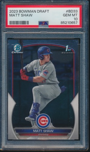 PSA 10 MATT SHAW 1st 2023 Bowman Chrome Draft CUBS Rookie Card RC GEM ...