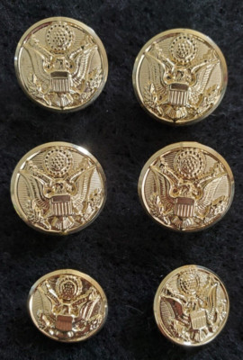 US Army Military Shank Buttons Golden Eagle Shield Waterbury W21 Set 4 ...