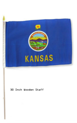 12x18 Wholesale Lot 12 State of Kansas Stick Flag 30" wood staff | eBay