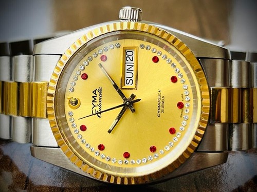 Vintage Cyma Cymaflex Ruby & Diamond Dial President Automatic Mens ...