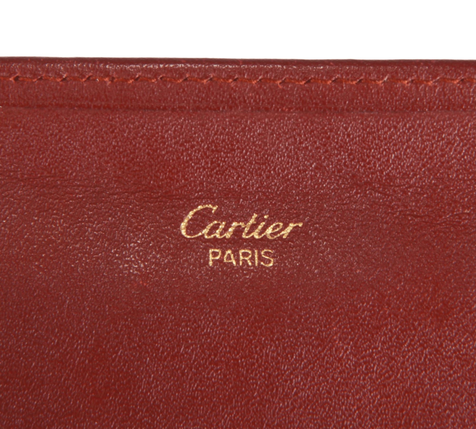 Authentic Must De Cartier Tri-fold french style wallet Bordeaux Leather ...