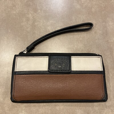 RELIC~by Fossil Wristlet/Wallet, Black, Ivory & Brown | eBay