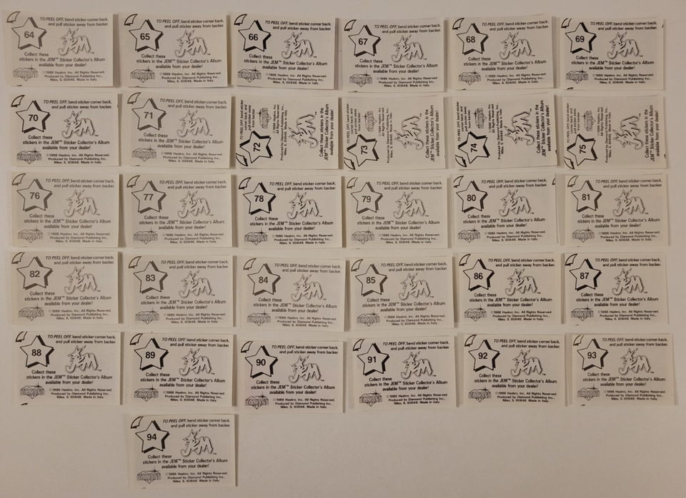 1986 JEM Diamond BIG COMPLETE ALBUM STICKER CARD SET 225 Panini Italy ...