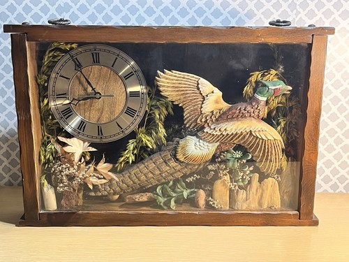 Unique Vntg MCM 3D Pheasant & Clock Shadow Box - PU ONLY MI | eBay