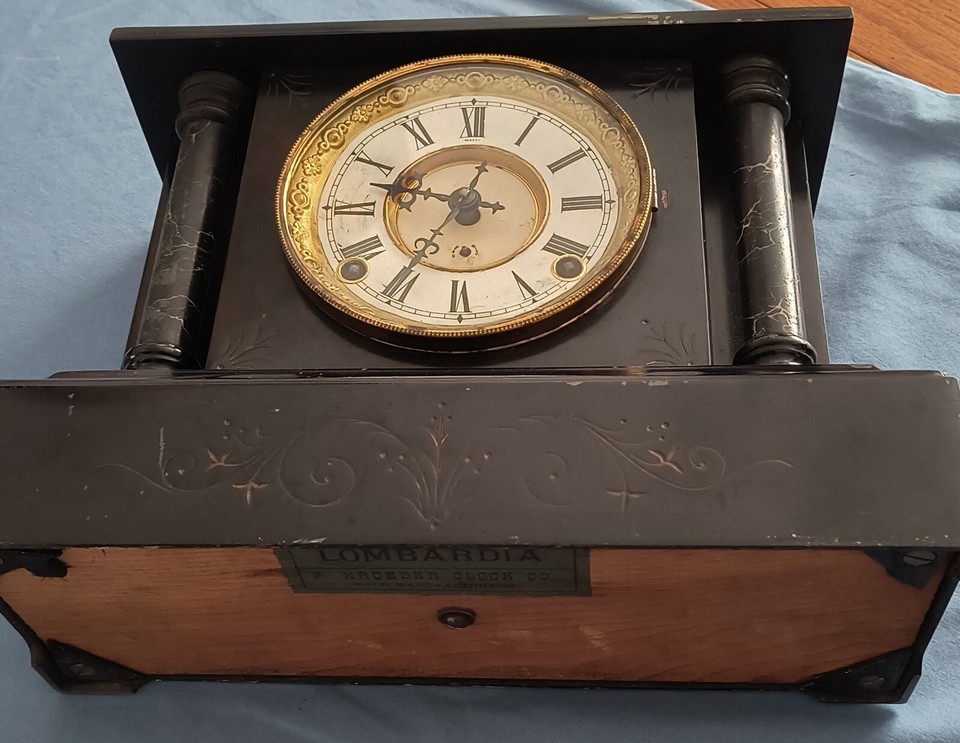 Lombardia cast iron mantle Clock, Kroeber Clock Co. Late 1800's | eBay