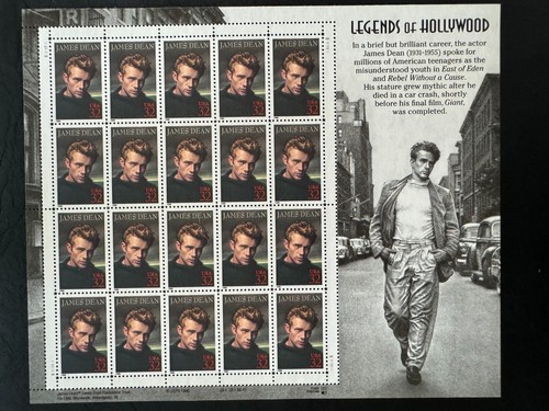 Scott #3082 Legends of Hollywood James Dean Pane of 20 32¢ Stamps (1996 ...