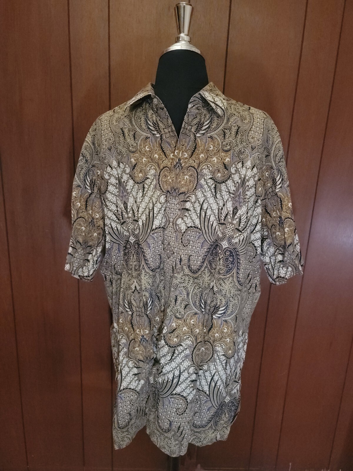 Vintage Batik Halus Keong Emas Men's Button Up Shirt … - Gem