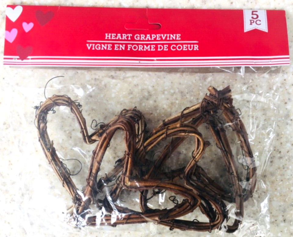 5pc Natural HEART Grapevine Twig Mini Wreath Crafts DIY SET/LOT of 5 | eBay
