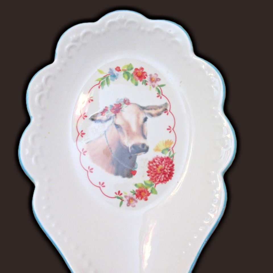 The Pioneer Woman Sweet Romance Cow Spoon Rest Stoneware Farmhouse ...