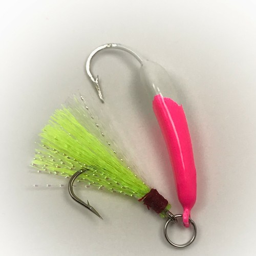 5 Pack Ringed Pompano Goofy Jigs Pink/White Jig/Chartreuse Teaser 3/8,1 ...
