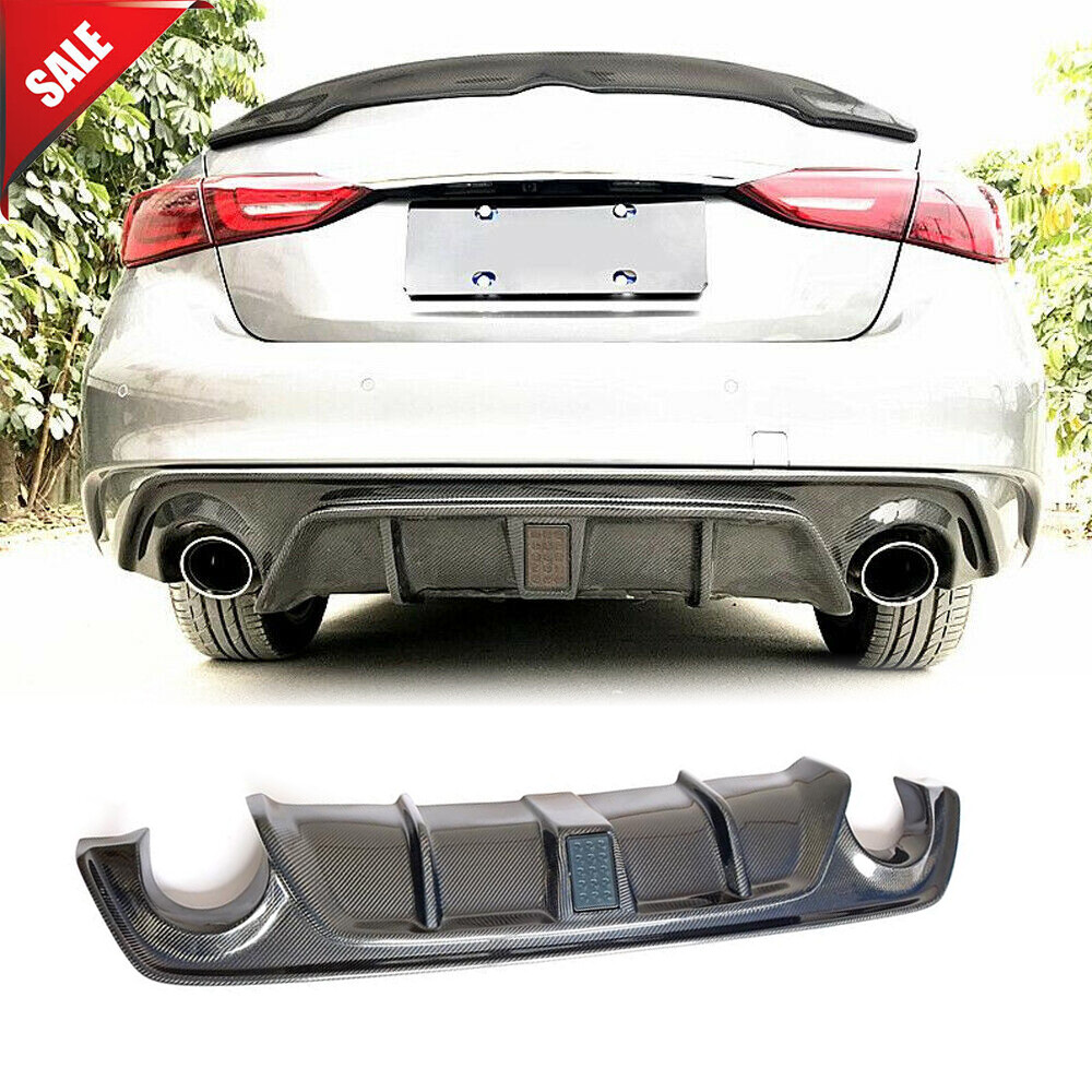 For Infiniti Q50 Q50S 2018-2023 Real Carbon Rear Bumper Lip Diffuser W ...