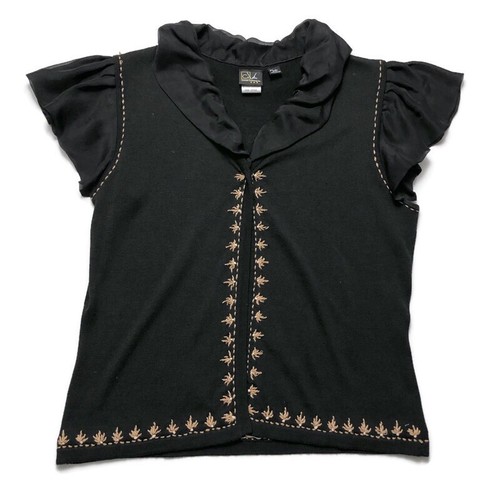 CoVelo Clothing Short Sleeve Silk Wool Cardigan Sweater Black Size S | eBay