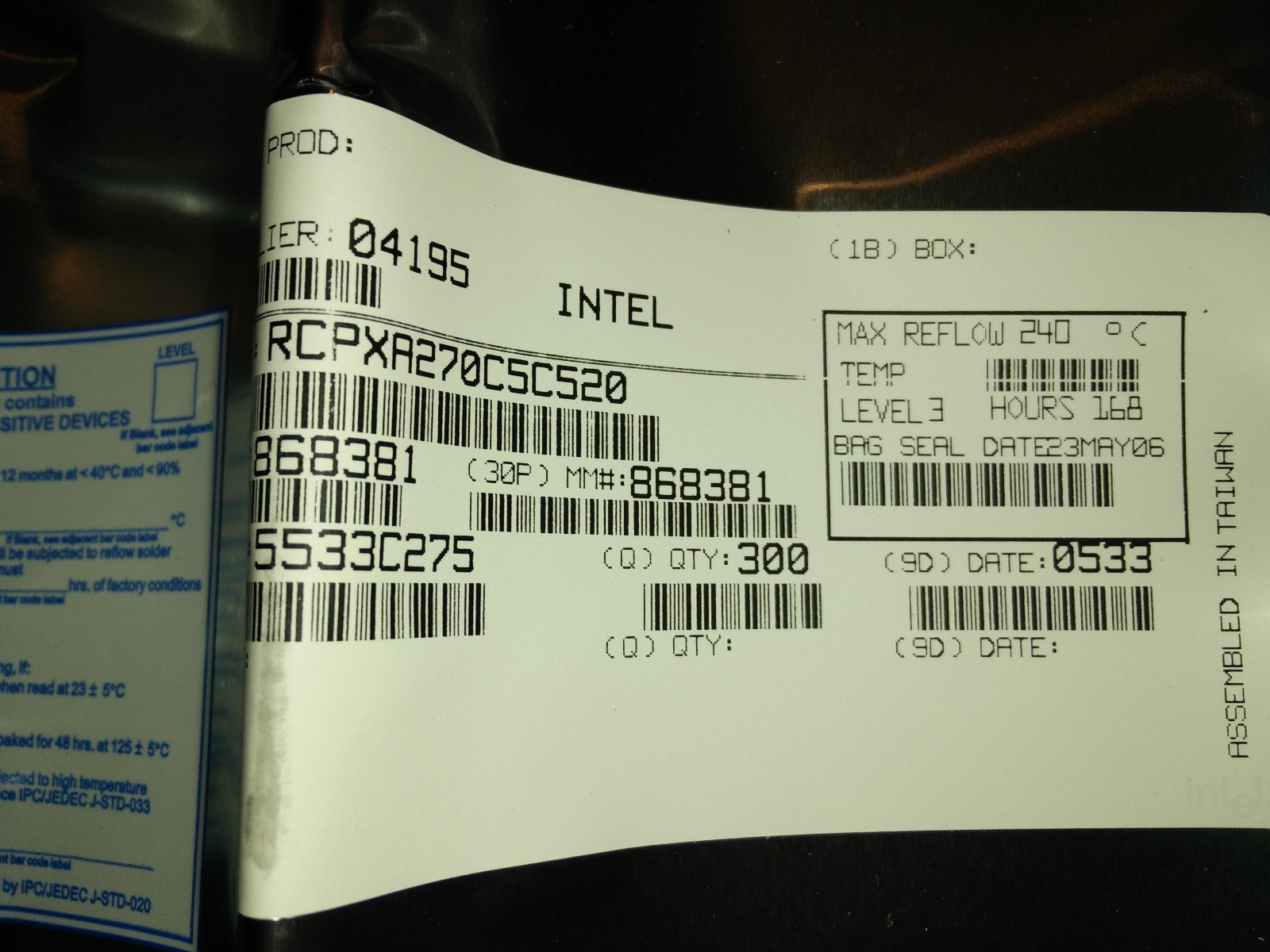 2x INTEL RCPXA270C5C520 PXA270 32-BIT 520MHz RISC PROCESSOR PBGA-356 ...