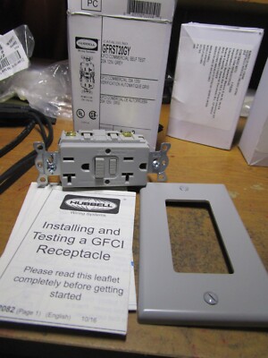 HUBBELL GFCI Receptacle, 20A, 125VAC, 5-20R, Gray | eBay