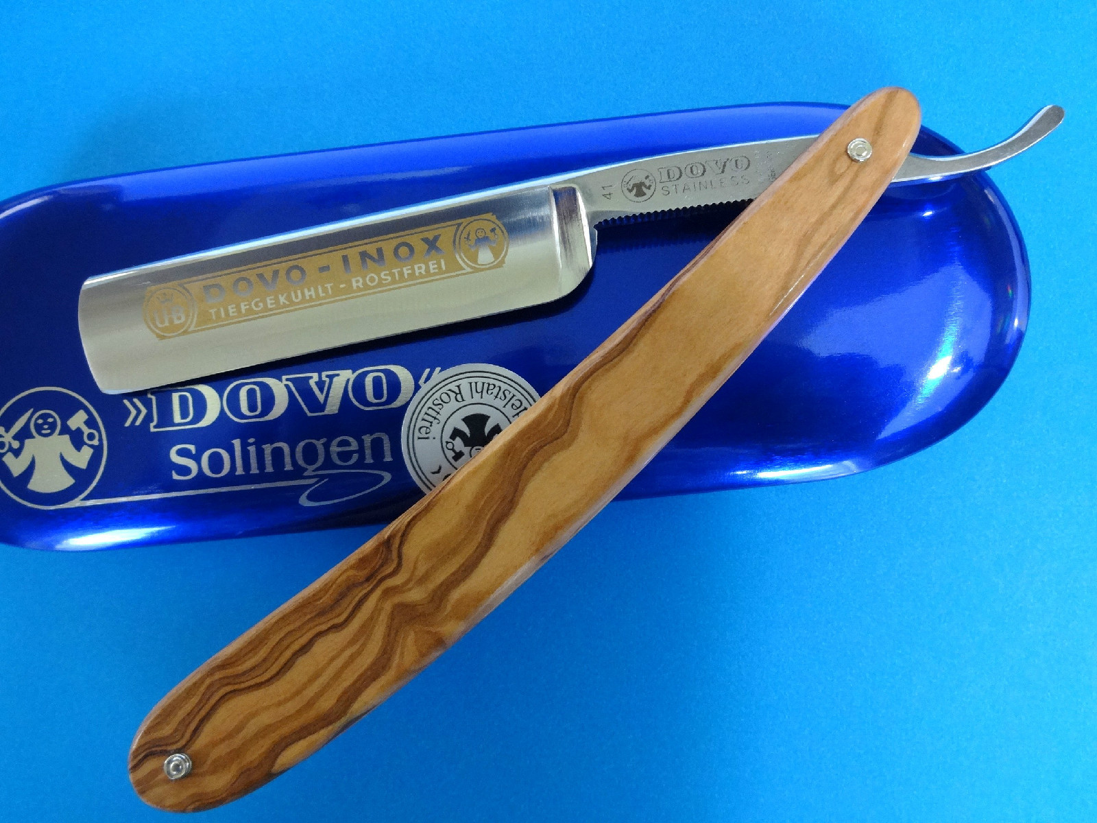 DOVO 41 5875 INOX 5/8" STRAIGHT RAZOR Olivewood Handle STAINLESS ...