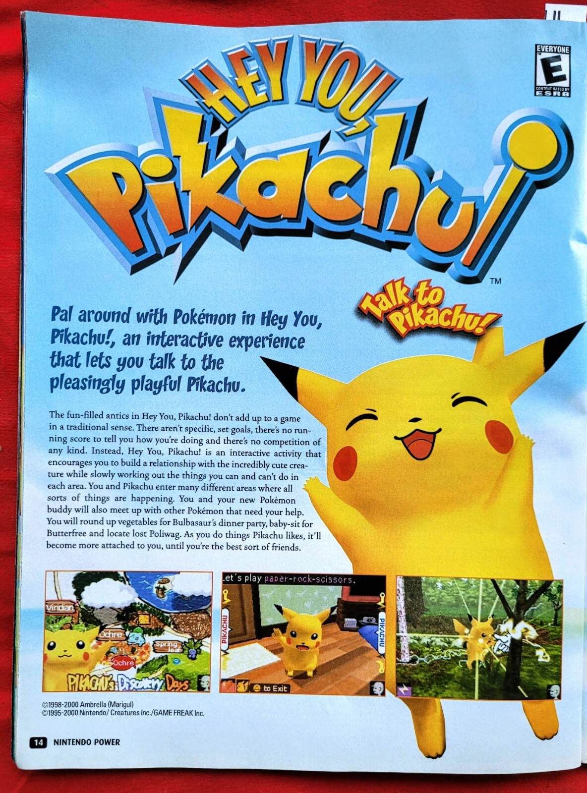 RARE! 2000 HEY YOU PIKACHU! POKEMON Nintendo = Promo Art Print AD | eBay