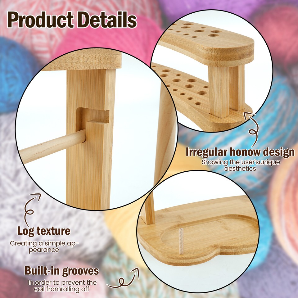 Wooden Yarn Holder Sturdy Yarn Rack Stand for Knitting Large Capacity ...