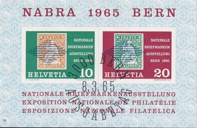 SA14b Switzerland 1965 Nat Philatelic Exhibition NABRA used minisheet ...