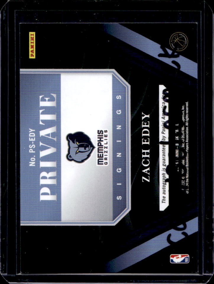 2024-25 Panini Private Signings Zach Edey Autograph Rookie Auto RC #PS ...