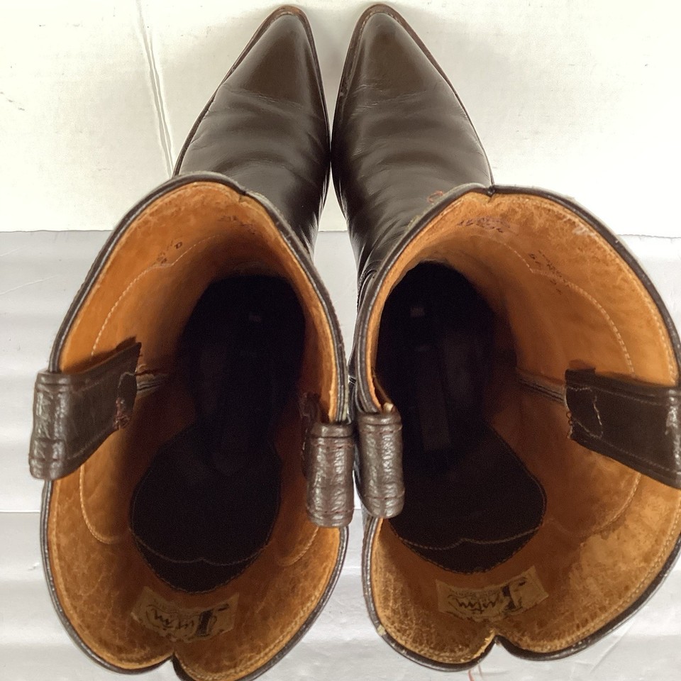 Vintage Justin 7034 Brown Leather Cowboy Western Stove Pipe Boots Men's ...