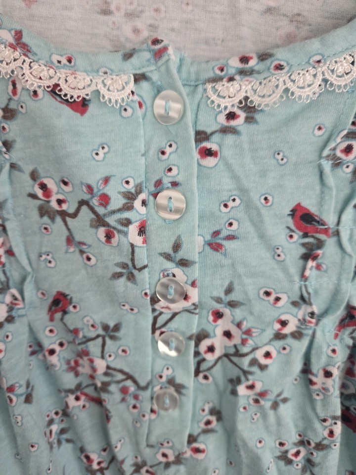 Moon Beams Nightgown Blue/Green With Cardinals 3/4 Sleeve Size 3XL | eBay