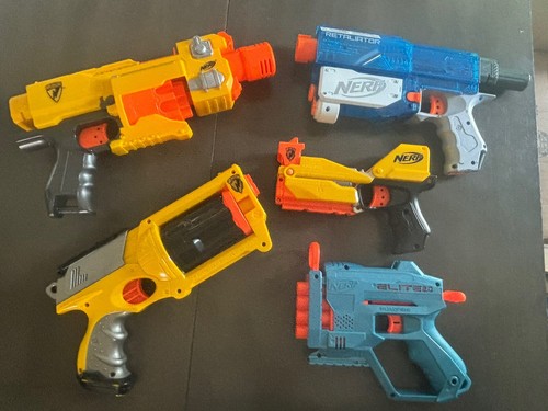 Lot Of 5 Nerf Blasters Only Base Guns Working No Accessories Or Darts ...