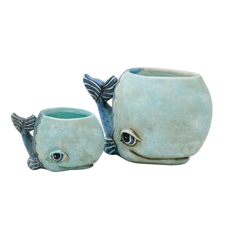 Allen Designs Whale Planter Small with Drainage Hole 3.5" high Resin ...
