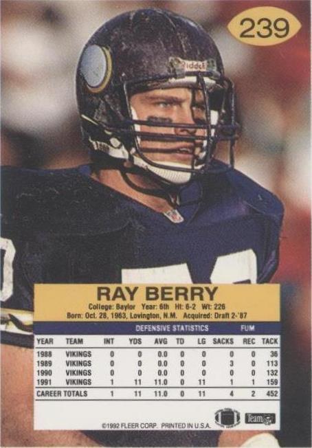 1992 Fleer Ray Berry #239 for sale | eBay
