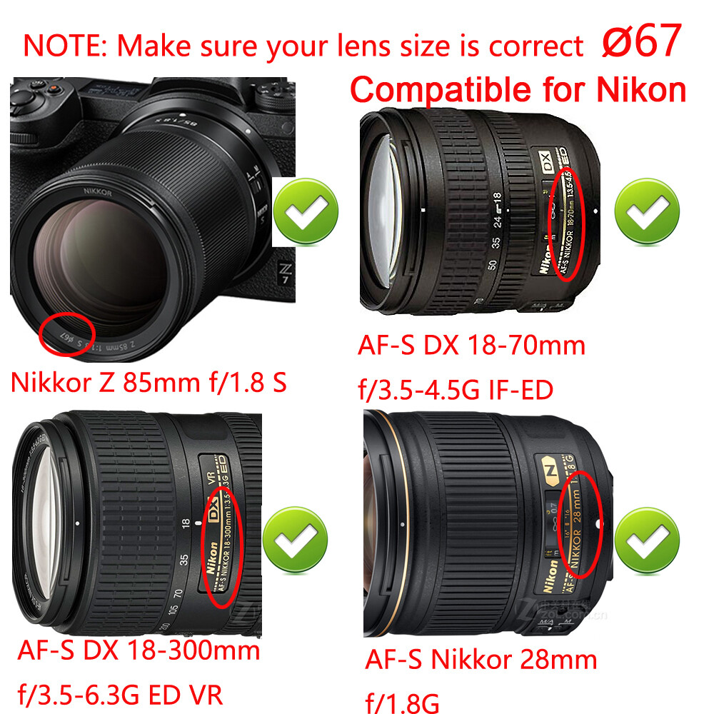 67mm Camera Lens Cap Cover for Nikon D90 D7000 w/ 18-105mm 18-140mm ...