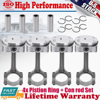 4PACK Piston & Ring & Conrod Kit For Buick Chevrolet GMC Pontiac Saturn ...