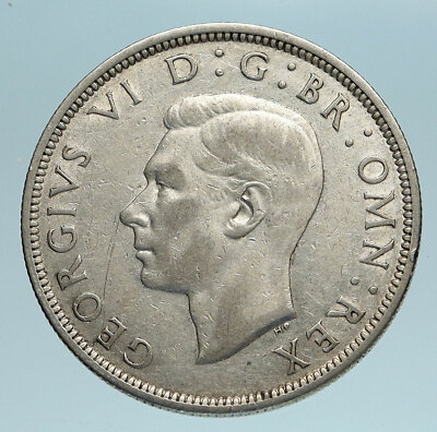 1941 Great Britain UK United Kingdom King George VI SILVER 1/2 Crown ...