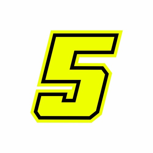 Sticker Number Race for Motorcycle " 5 " Gp, Yellow Fluo, 10 X 10 CM | eBay