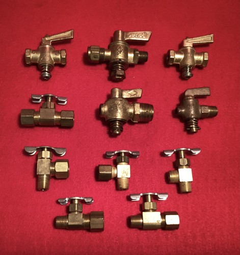 VINTAGE NOS , LOT OF 11, Brass Petcocks Shut Off Valves, Various Sizes ...
