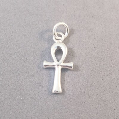 .925 Sterling Silver Small ANKH CHARM Pendant NEW Egyptian Cross Onk ...