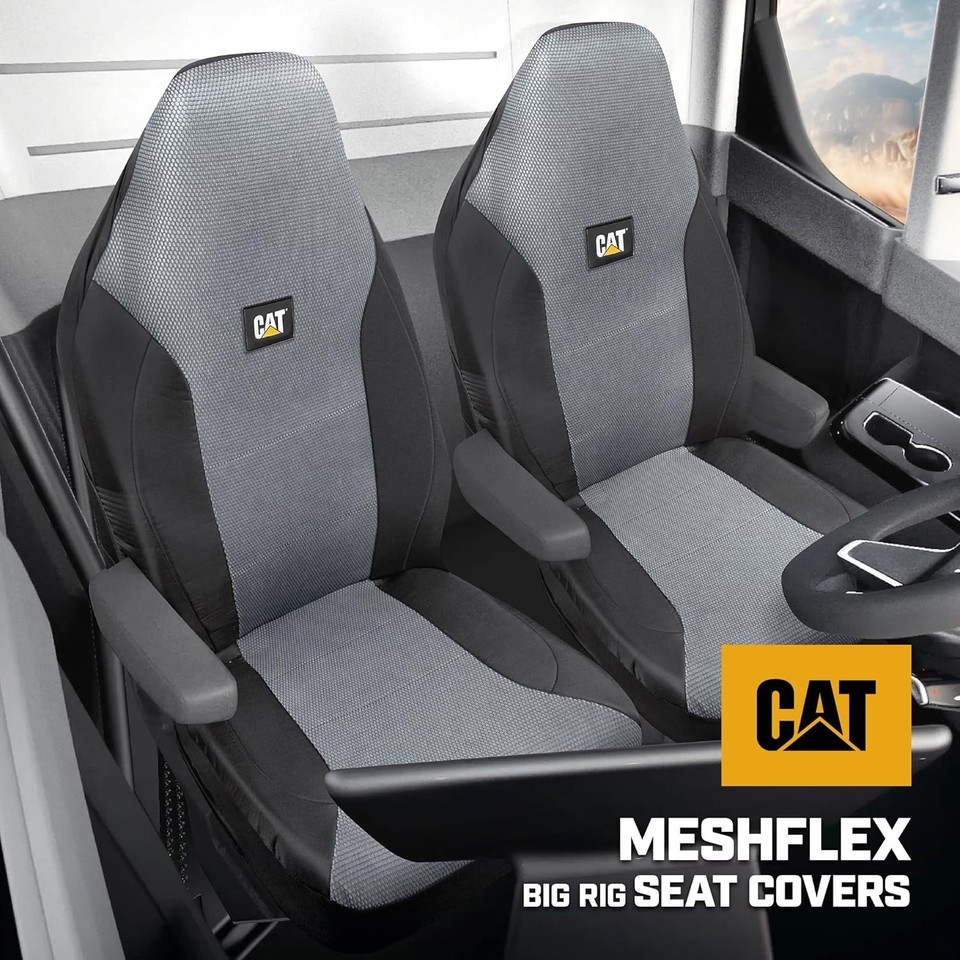 Semi Big Rig Truck Seat Covers Black and Grey Mesh Heavy-Duty Universal ...