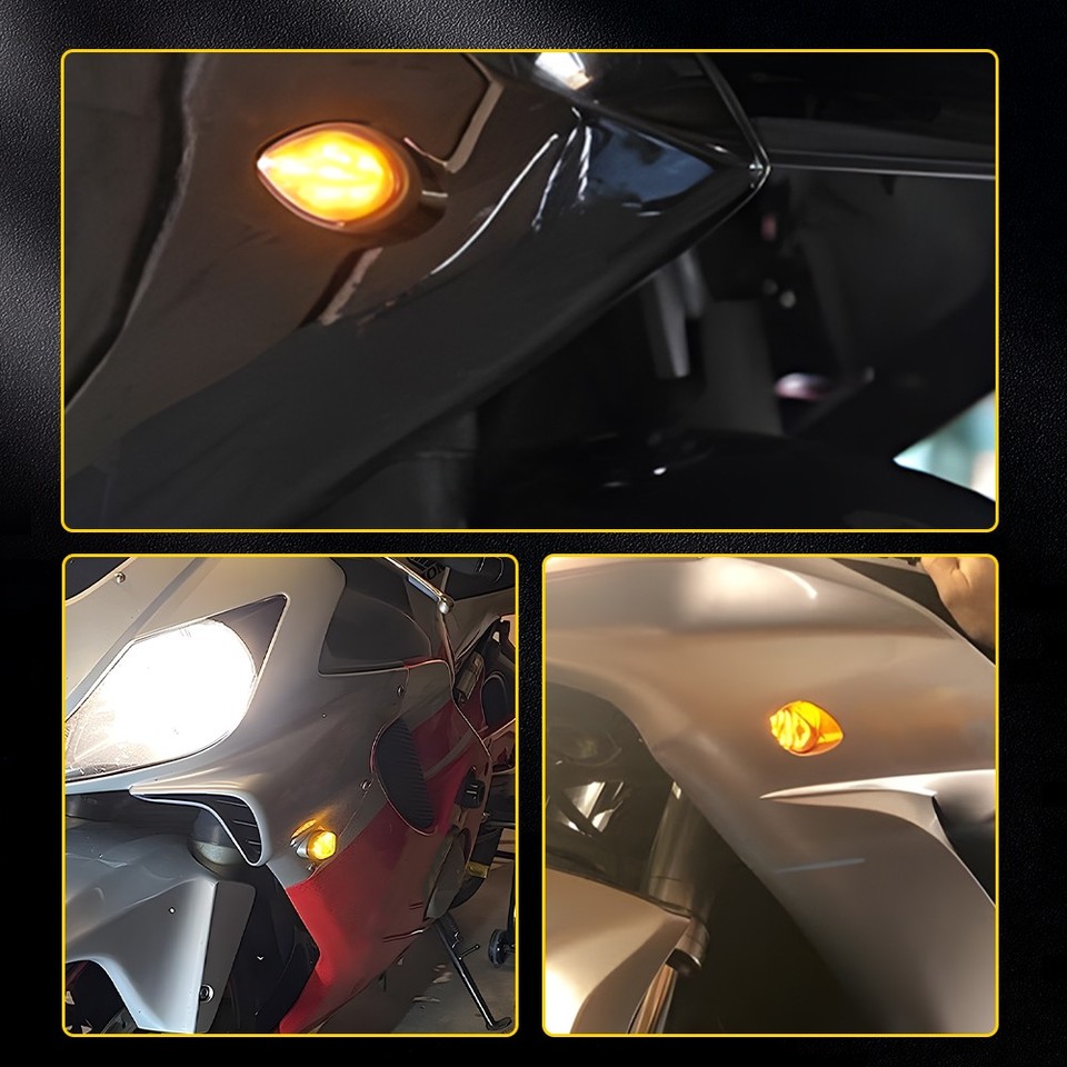 Universal 12V Motorcycle LED Flush Mount Front Turn Signal Amber Lights ...