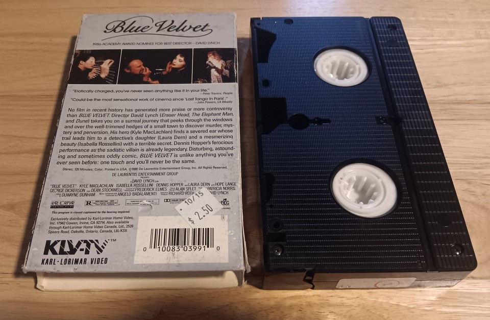 Blue Velvet 1st Edition1986 VHS David Lynch Kyle MacLachlan Isabella ...