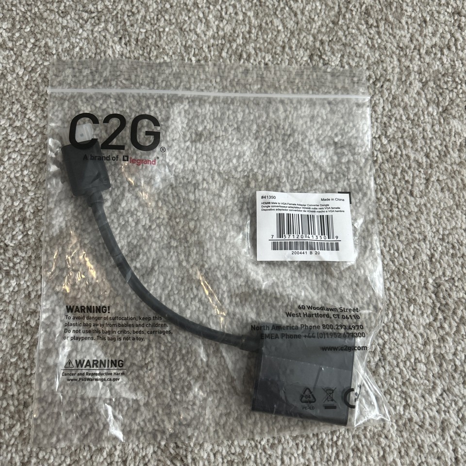 C2G Legrand VGA to HDMI Black Adapter Converter Dongle, HDMI Adapter ...