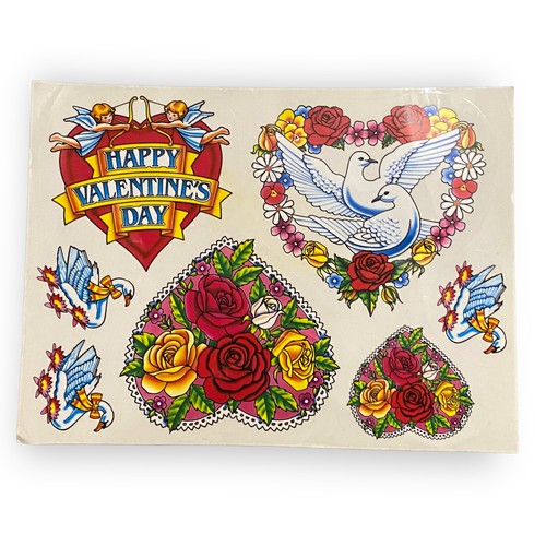 Vintage 90s Valentines Day Window Clings Static Cling Decor Hearts ...