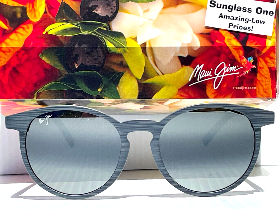 NEW Maui Jim KIAWE Grey Woodgrain Stripe POLARIZED Grey GLASS Sunglass ...