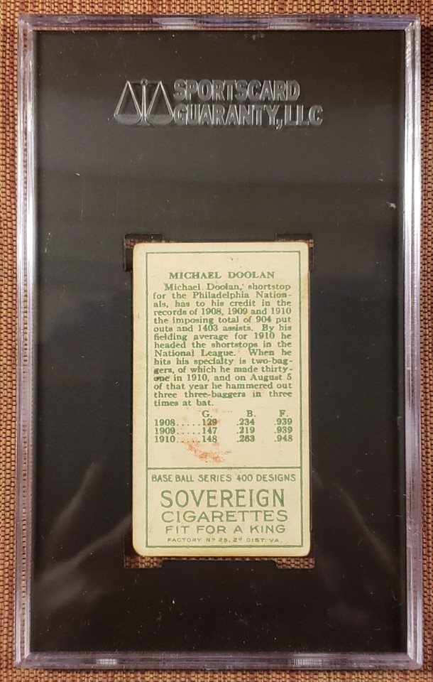 1911 T205 Sovereign Michael Doolan Philadelphia Phillies Baseball Card ...