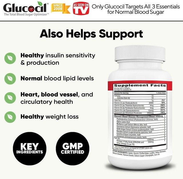 Glucocil The Total Blood Sugar Optimizer - 120 Softgels for sale online ...
