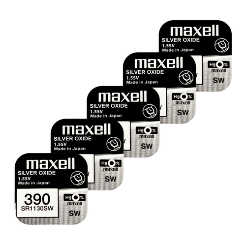 5 Maxell 390 389 SR1130SW Batteries Silver 1.55V Watch Battery Exp 2022 ...